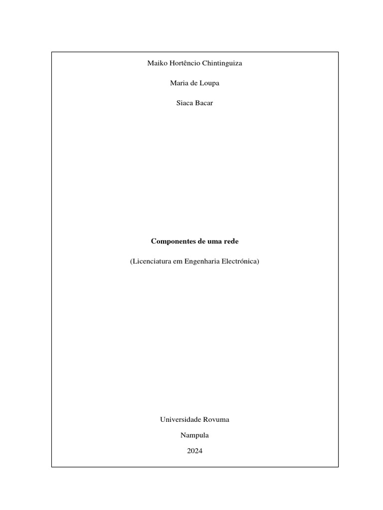 Componentes de Uma Rede | PDF | Topologia de rede | Rede de computadores