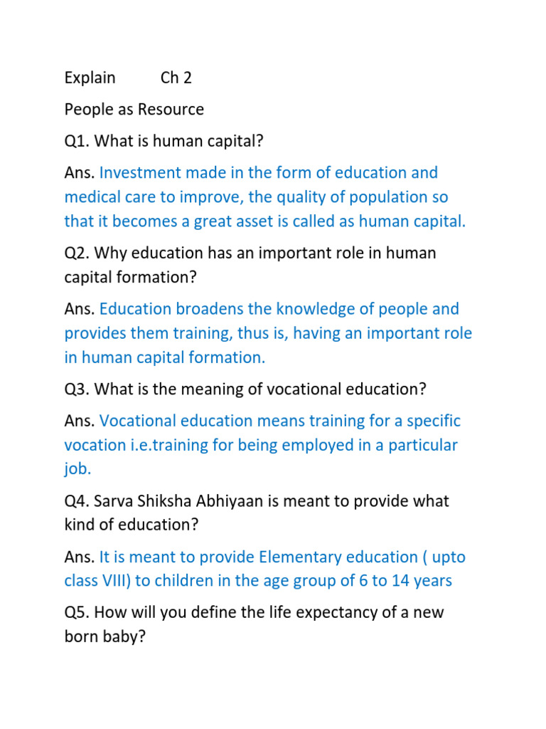 Class 9 CH 2 Eco People As Resource | PDF | Unemployment | Labour Economics