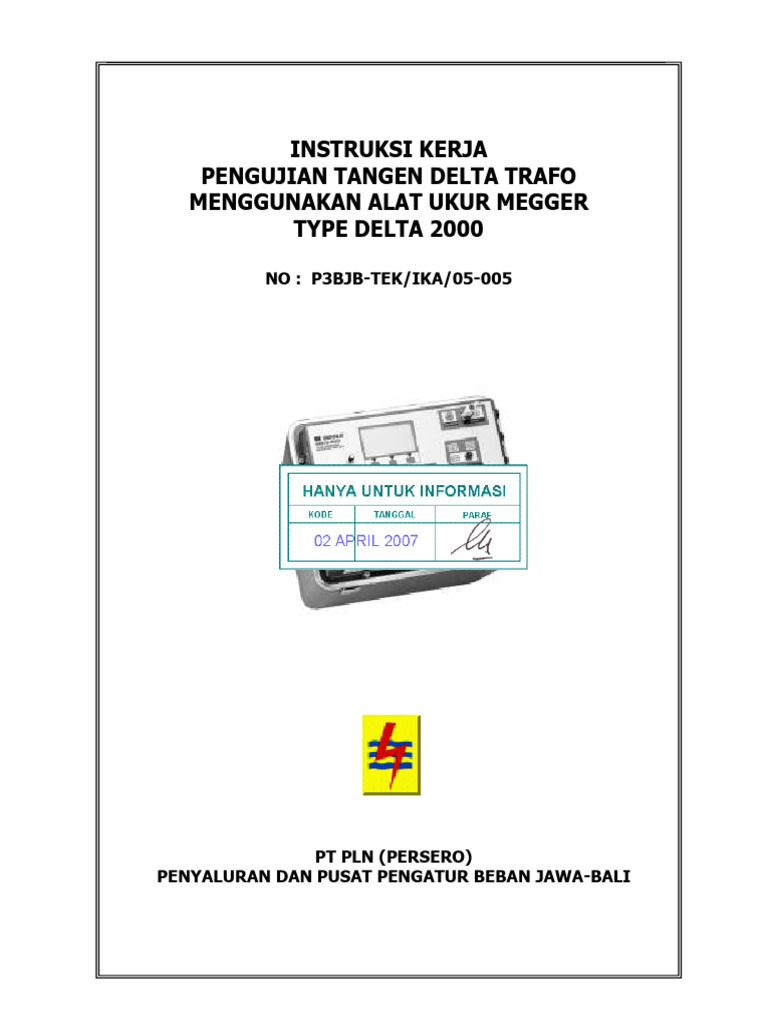 IK Tangen Delta Trafo Megger Delta | PDF