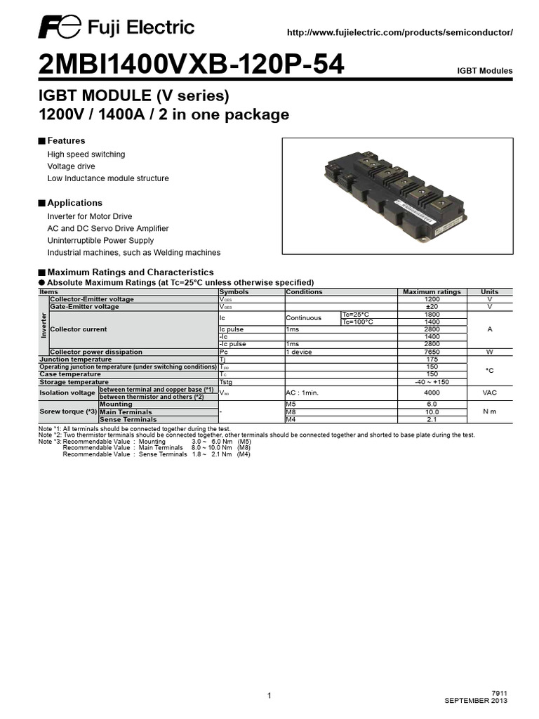 2mbi1400vxb 120P 54 | PDF | Power Electronics | Physical Quantities