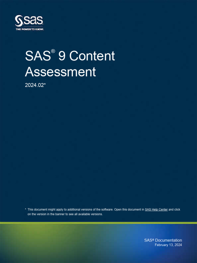 SAS® 9 Content Assessment | PDF | Metadata | Sas (Software)