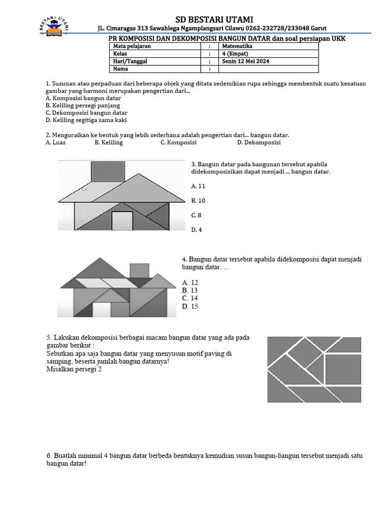 PR Komposisi Dan Dekomposisi Bangun Datar | PDF