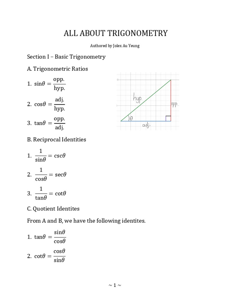 All About Trigonometry I | PDF | Trigonometric Functions | Trigonometry
