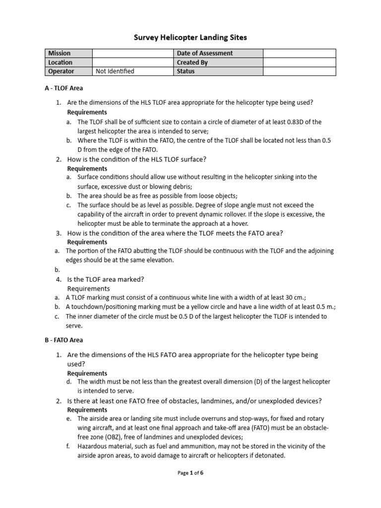 Helicopter Landing Site Assessment Guide | PDF | Aerospace | Aviation
