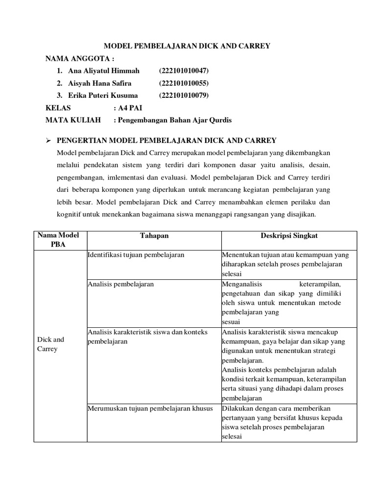 Tahapan Model Dick and Carrey | PDF