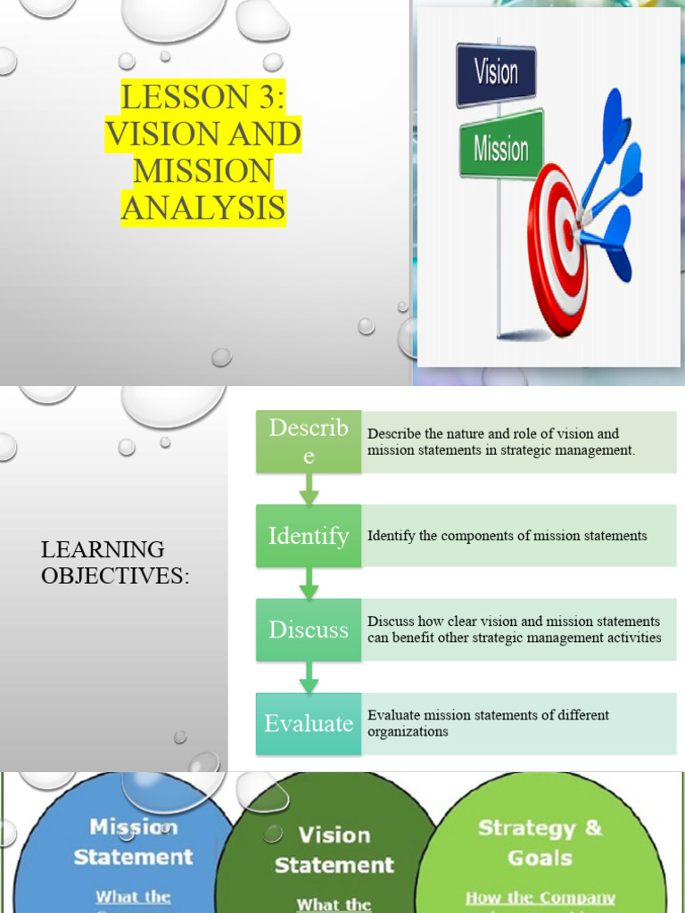 Lesson 3 Vision and Mission Analysis | PDF | Strategic Planning ...