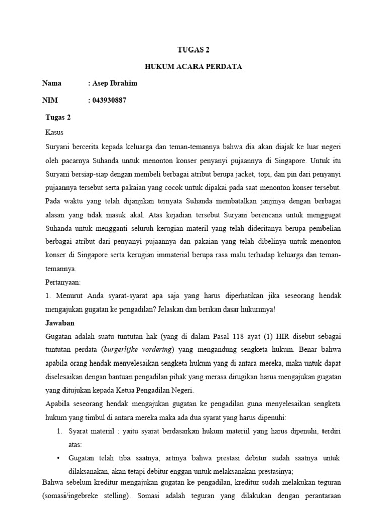 TUGAS 2 Hukum Acara Perdata | PDF