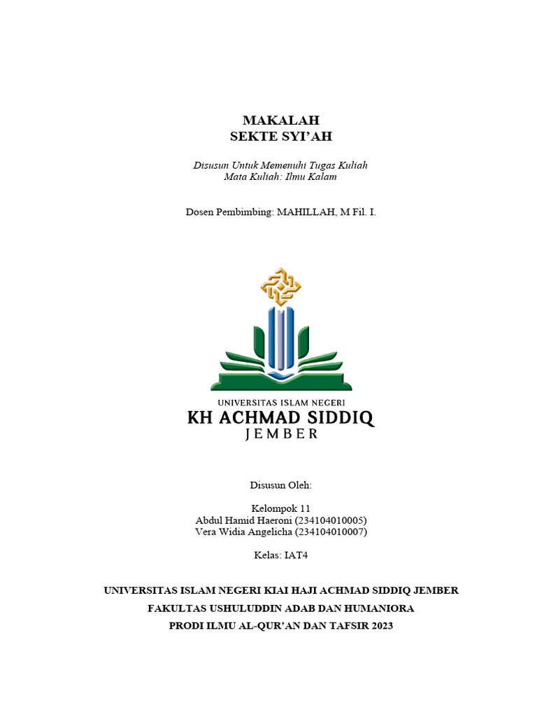 Makalah - Sekte Syi'Ah | PDF | Ilmu Sosial | Filsafat