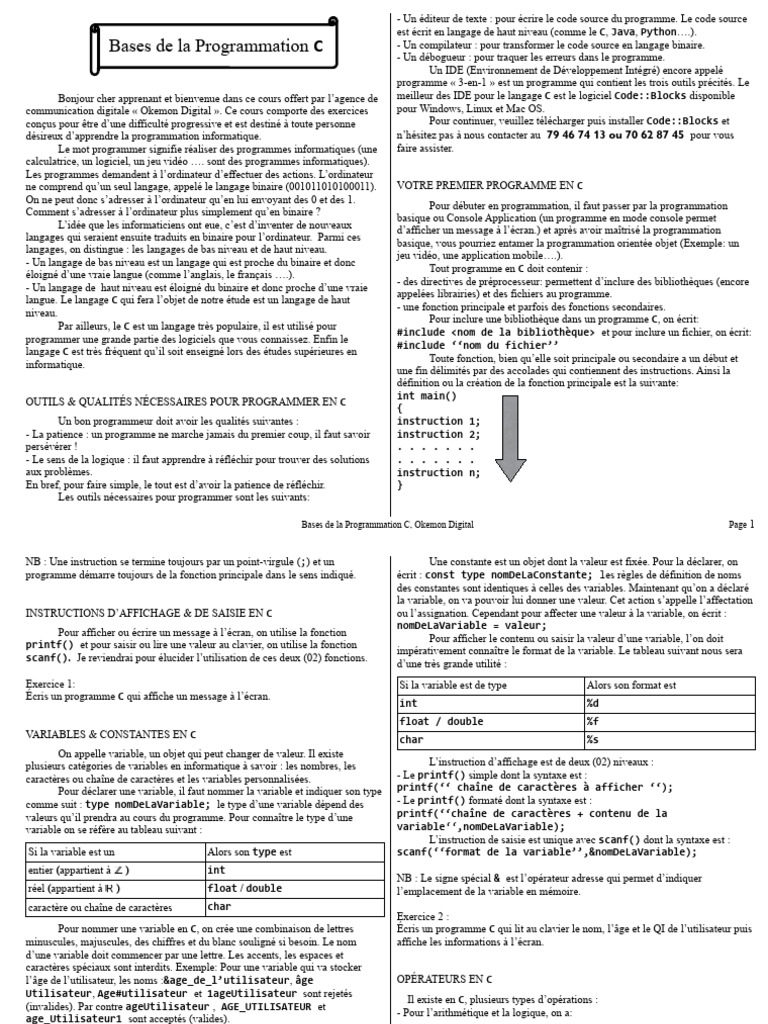 Bases C | PDF | Programmation | Programme informatique
