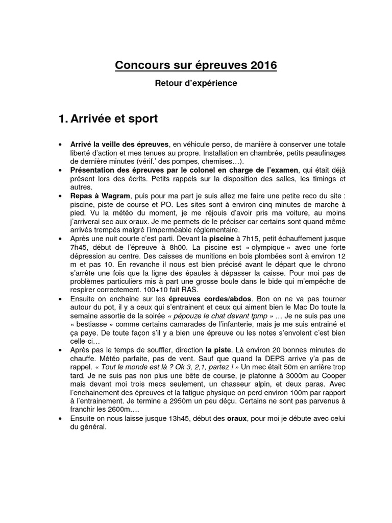 Retour sur le concours militaire 2016 | PDF