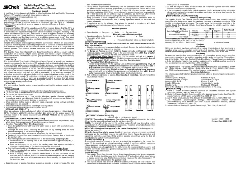 Insert KiT Syphilis Strip | PDF | Blood Plasma | Infection