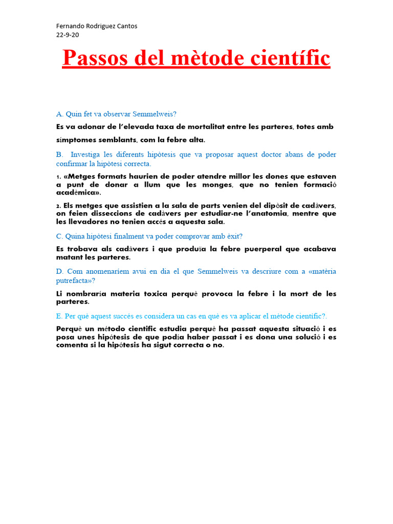 Els Passos Del Métode Científic 2n ESO | PDF