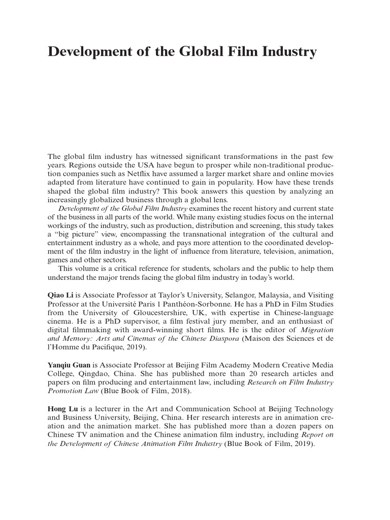 Development of The Global Film Industry | PDF | Box Office | Movie Theater