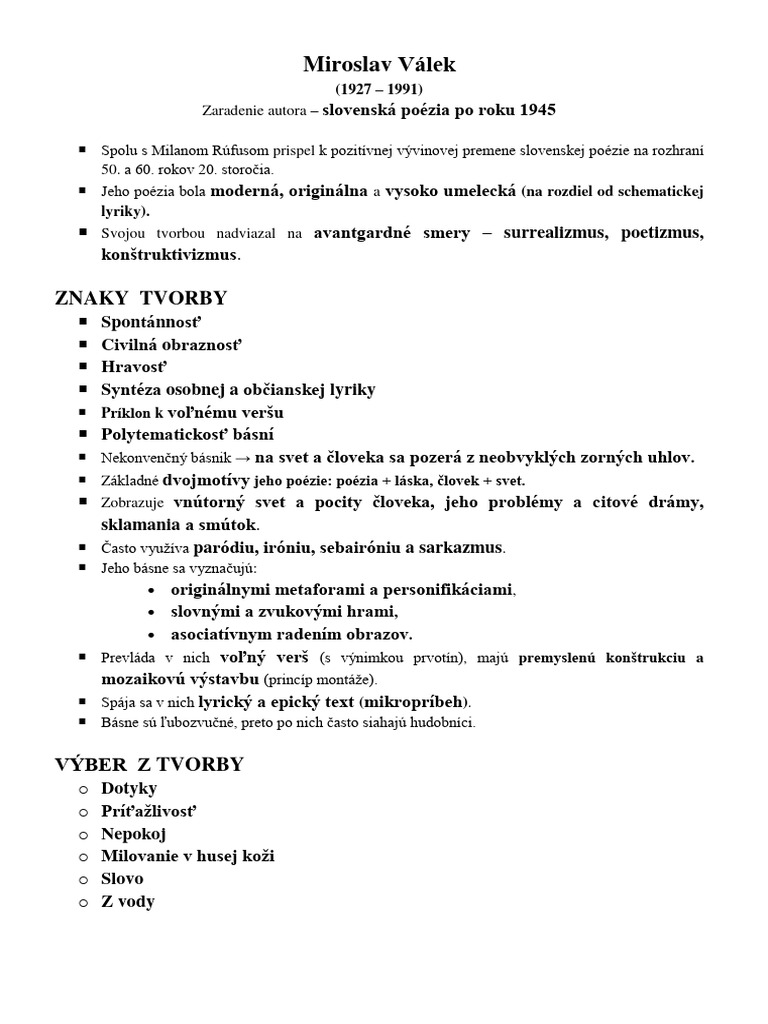 Válek M - Poznámky | PDF
