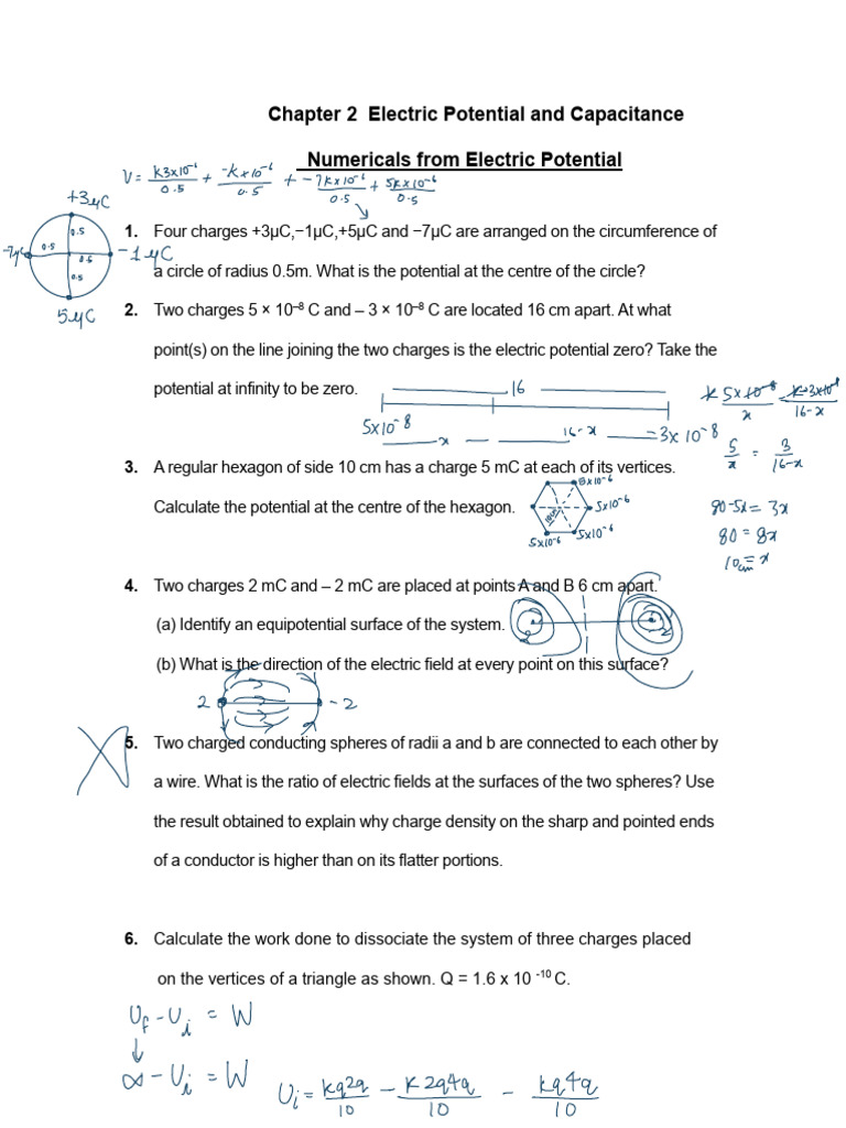 Electric Potential Numericals | PDF | Technology & Engineering