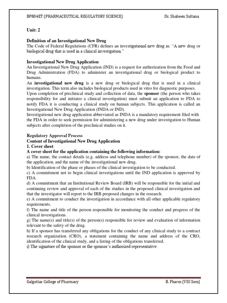 Unit 2 Notes DRA | PDF | Food And Drug Administration | Generic Drug