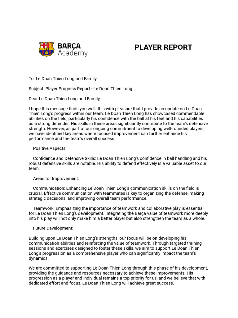 Le Doan Thien Long Player Report 2024 | PDF | Social Psychology