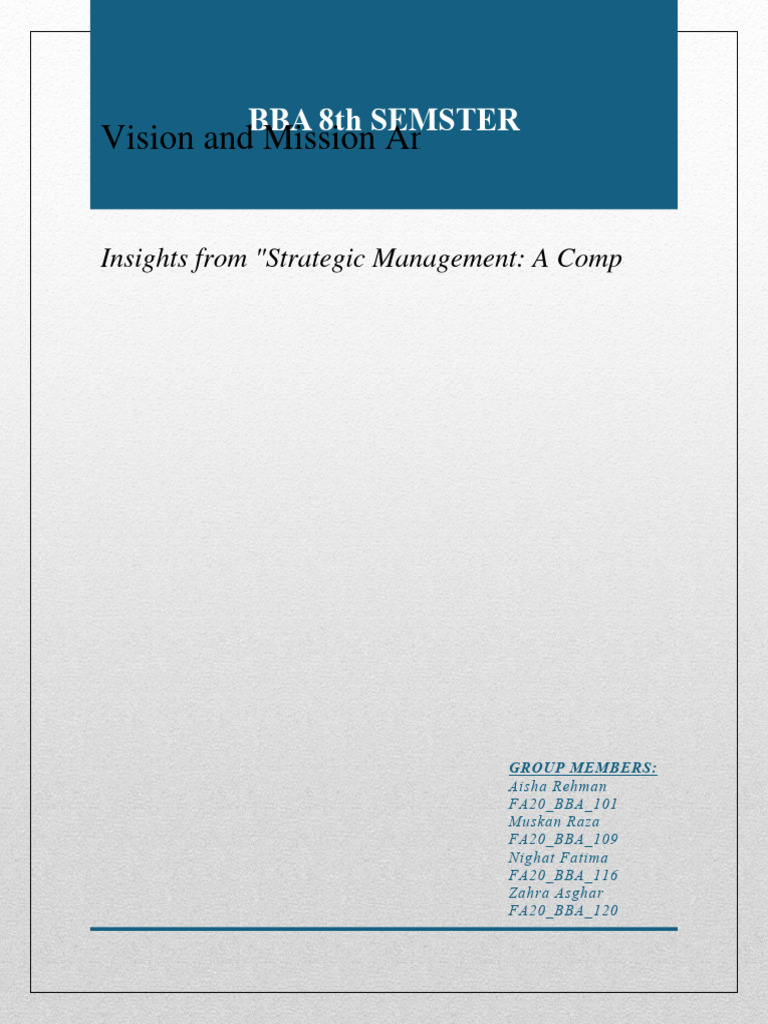 Vision and Mission Analysis | PDF | Goal | Strategic Planning