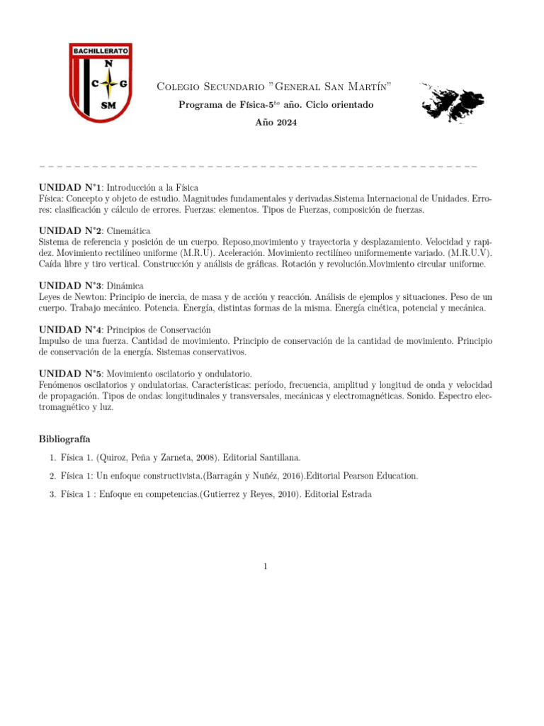 Programa Física 5to Año 2024 | PDF