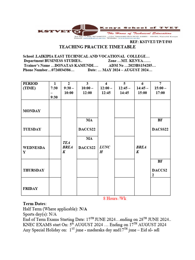 Time Table | PDF