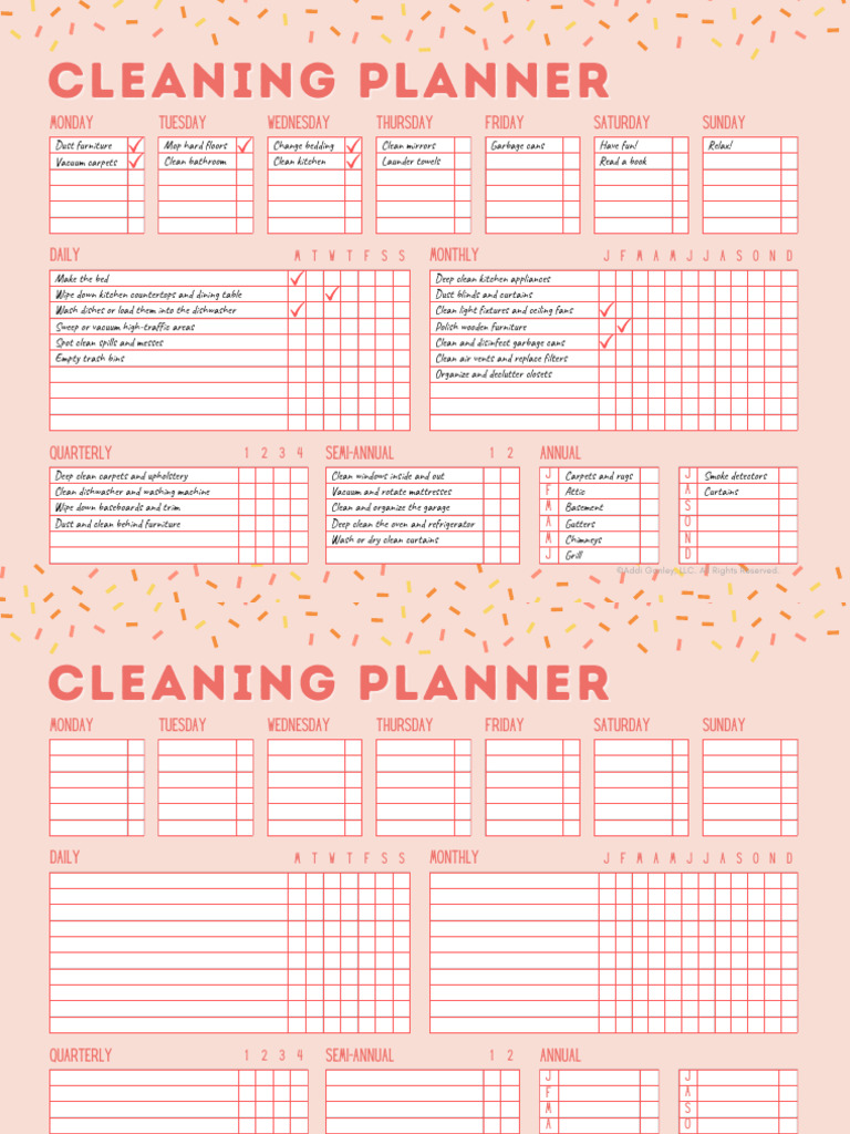 Cleaning Planner | PDF | Vacuum Cleaner | Dishwasher
