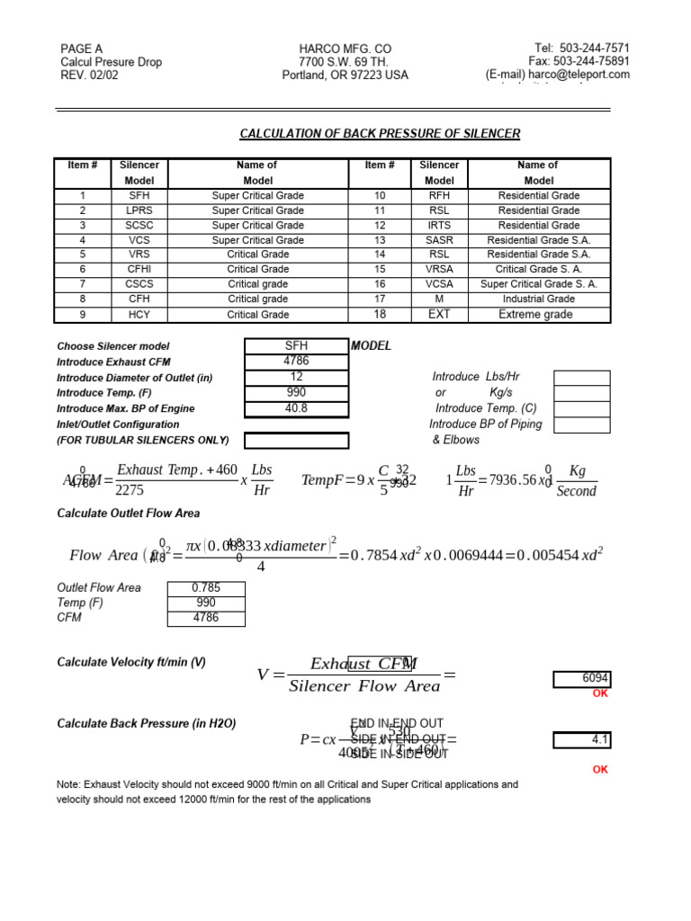 Silencer Back Pressure Calculation Guide | PDF | Engines | Rotating ...