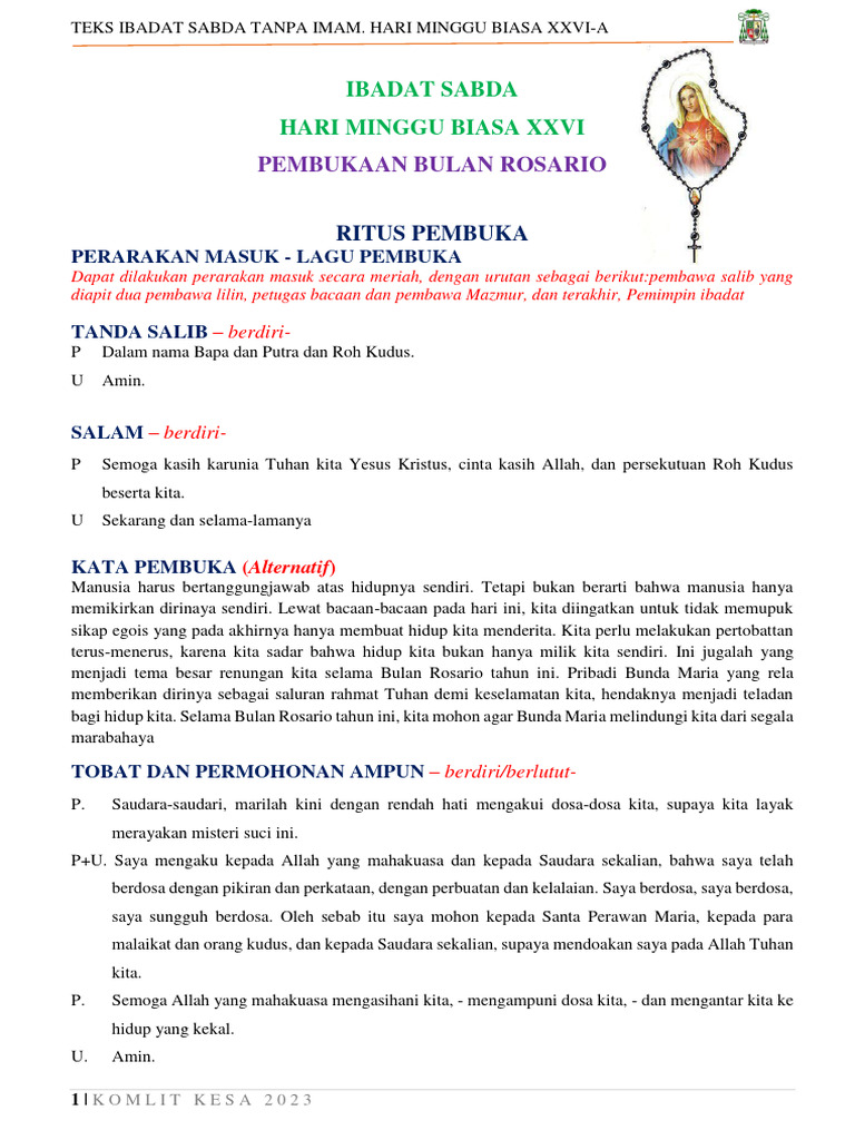 Ibadat Sabda Tanpa Imam XXVI-A | PDF