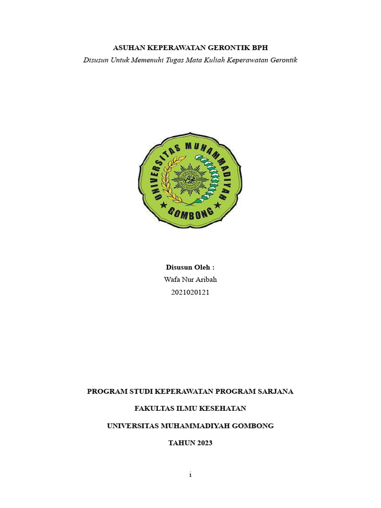 Asuhan Keperawatan Gerontik BPH | PDF | Kesehatan Holistik | Sains & Matematika