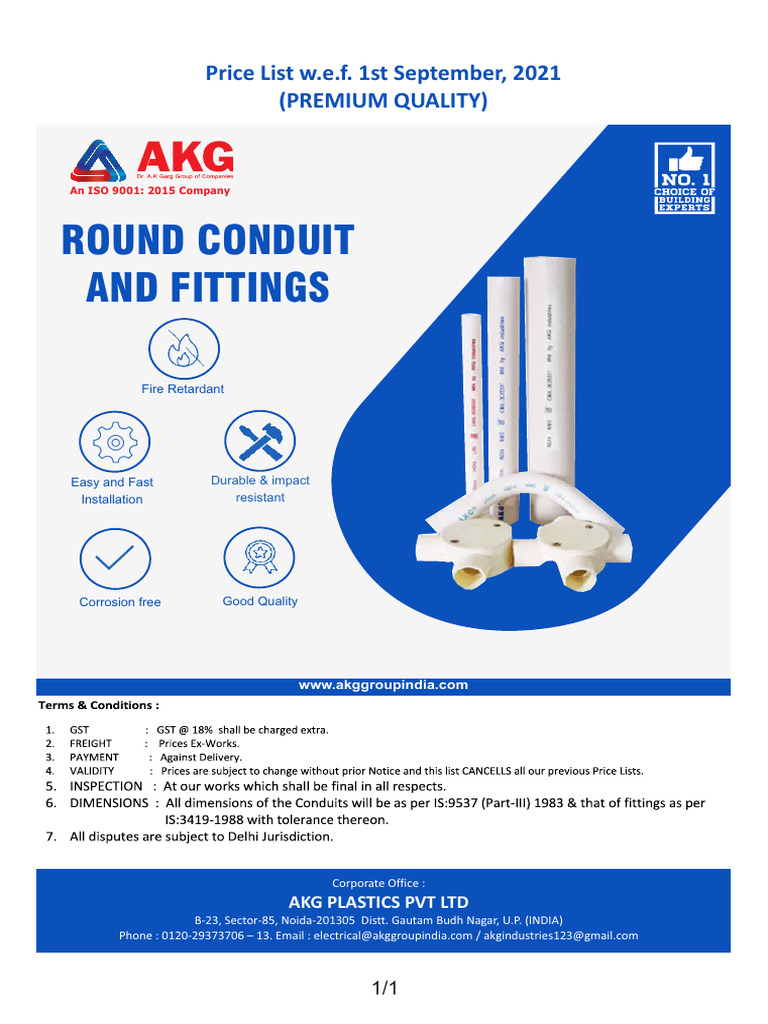 Akg PVC Conduit Pipe | Download Free PDF | Equipment | Plastic