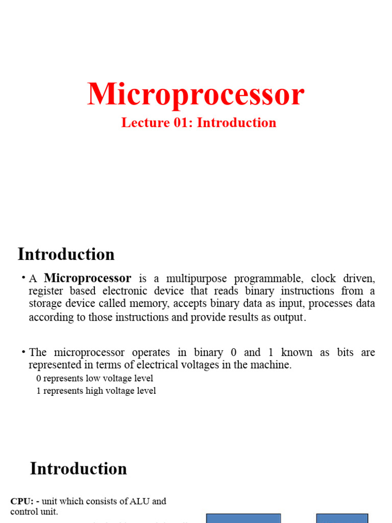 Chap1 - Introduction of Microprocessor | PDF | Microprocessor | Central Processing Unit