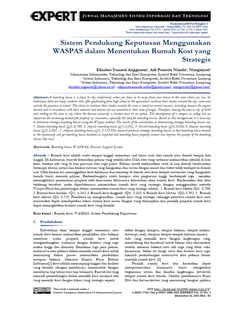 Sistem Pendukung Keputusan Menggunakan WASPAS Dala | PDF