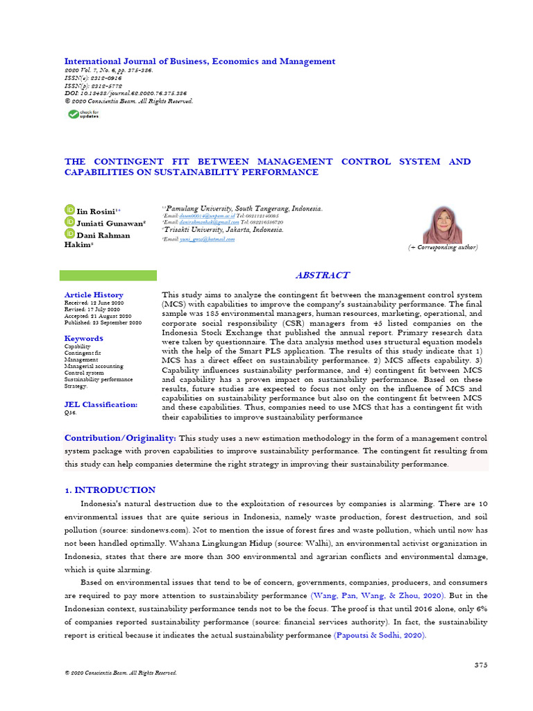 The Contingent Fit Between Management Control System and Capabilities ...