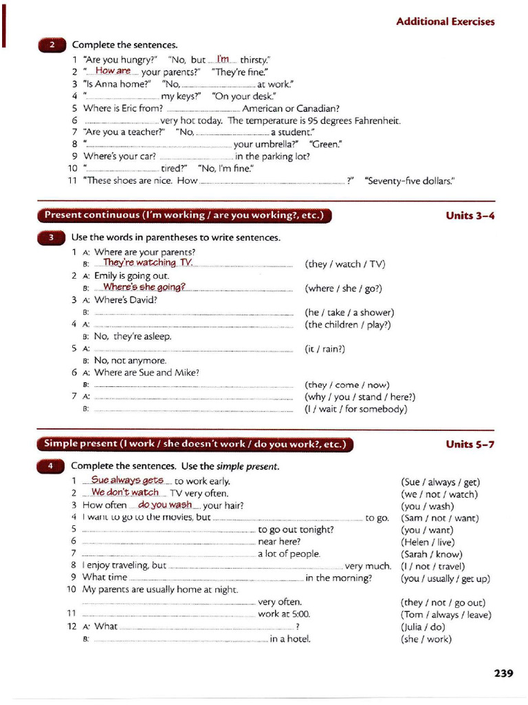 Additional Exercises - Tenses | PDF | Linguistics
