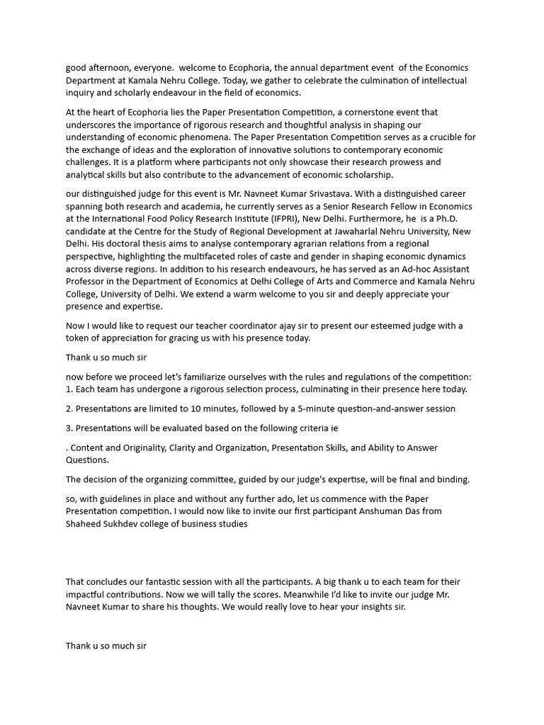 Paper Intro and Vote of Thanks | PDF