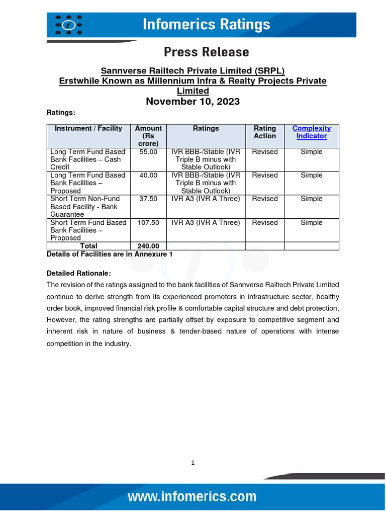 PR Sannverse Railtech 10nov23 | PDF | Banks | Market Liquidity