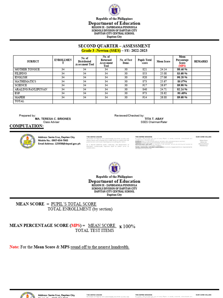 2nd Quarter Mps Grade 3 2022 | PDF