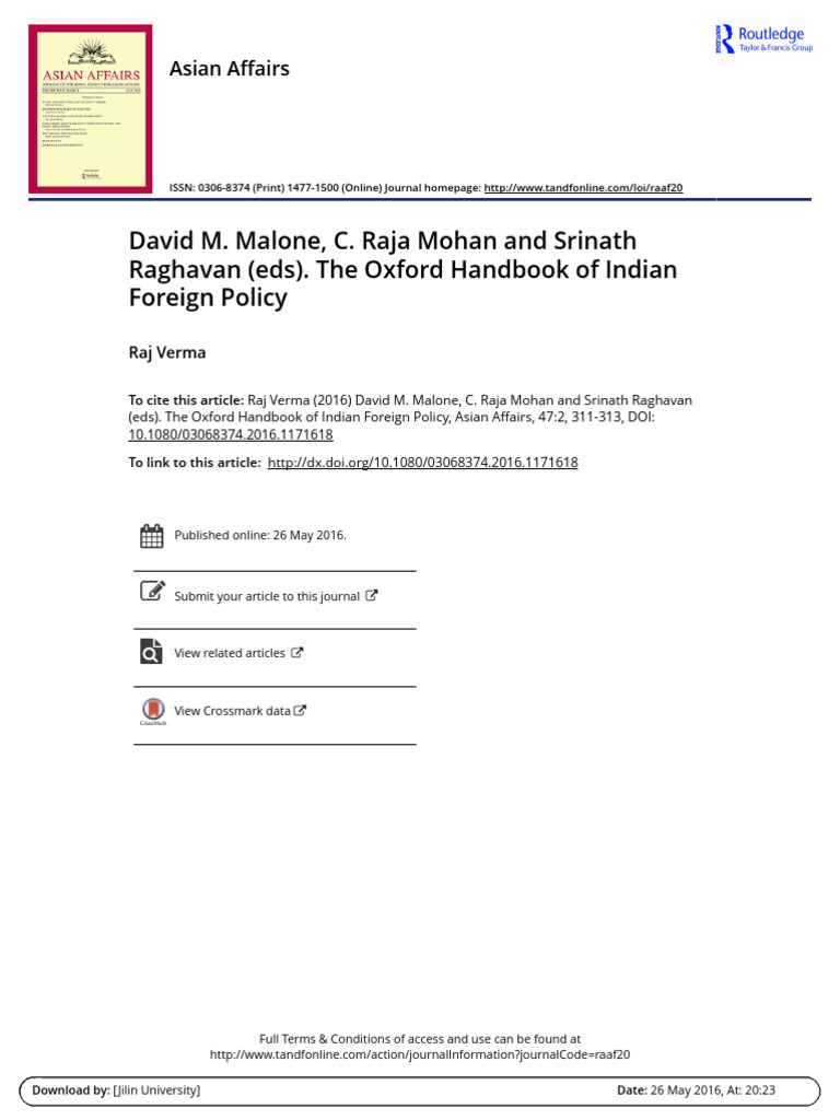 David M Malone C Raja Mohan and Srinath | PDF | International Relations ...