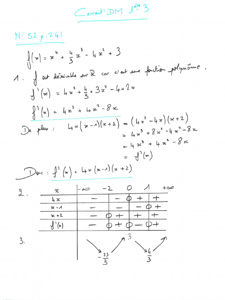 Correction DM Dérivation | PDF