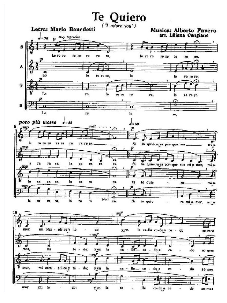 Te Quiero - Alberto Favero | PDF