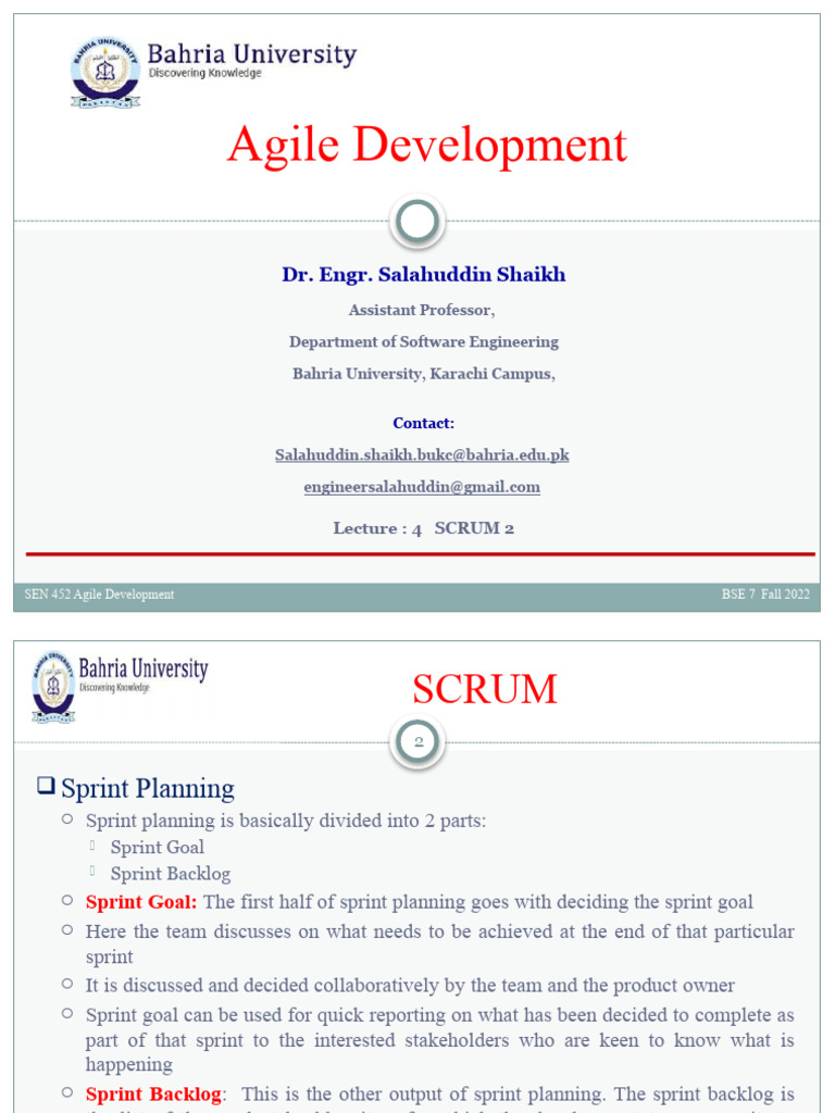 Lecture 4 AD SCRUM2 | PDF | Scrum (Software Development) | Agile Software Development