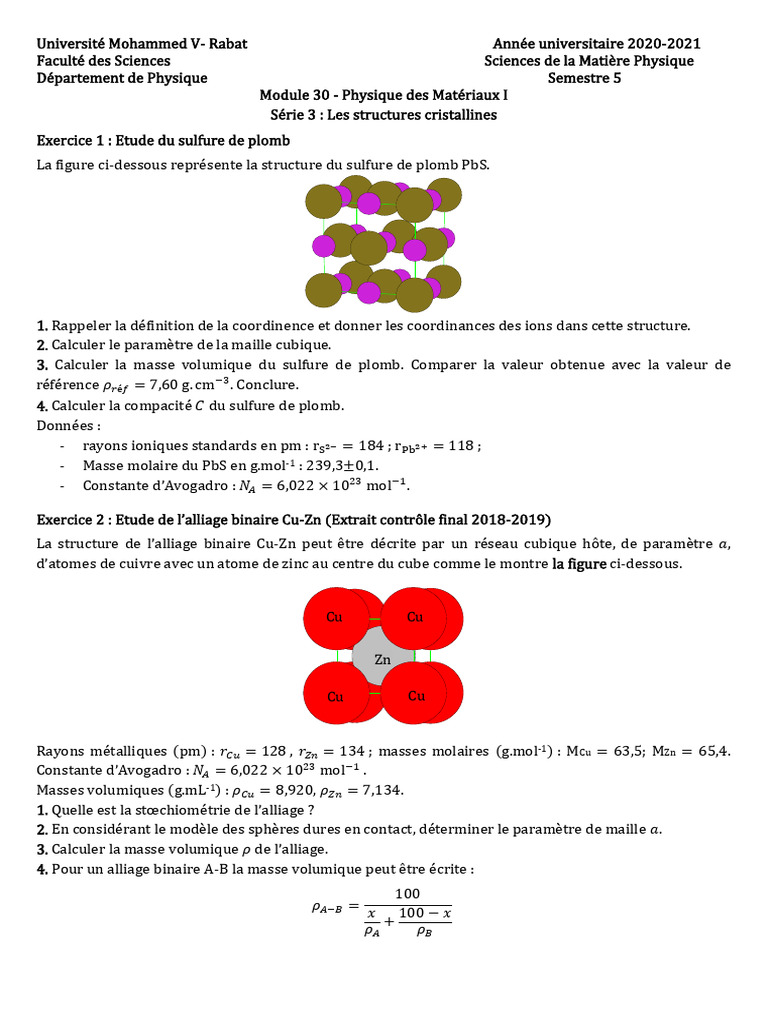 Structures cristallines et propriétés des matériaux | PDF | Science des ...