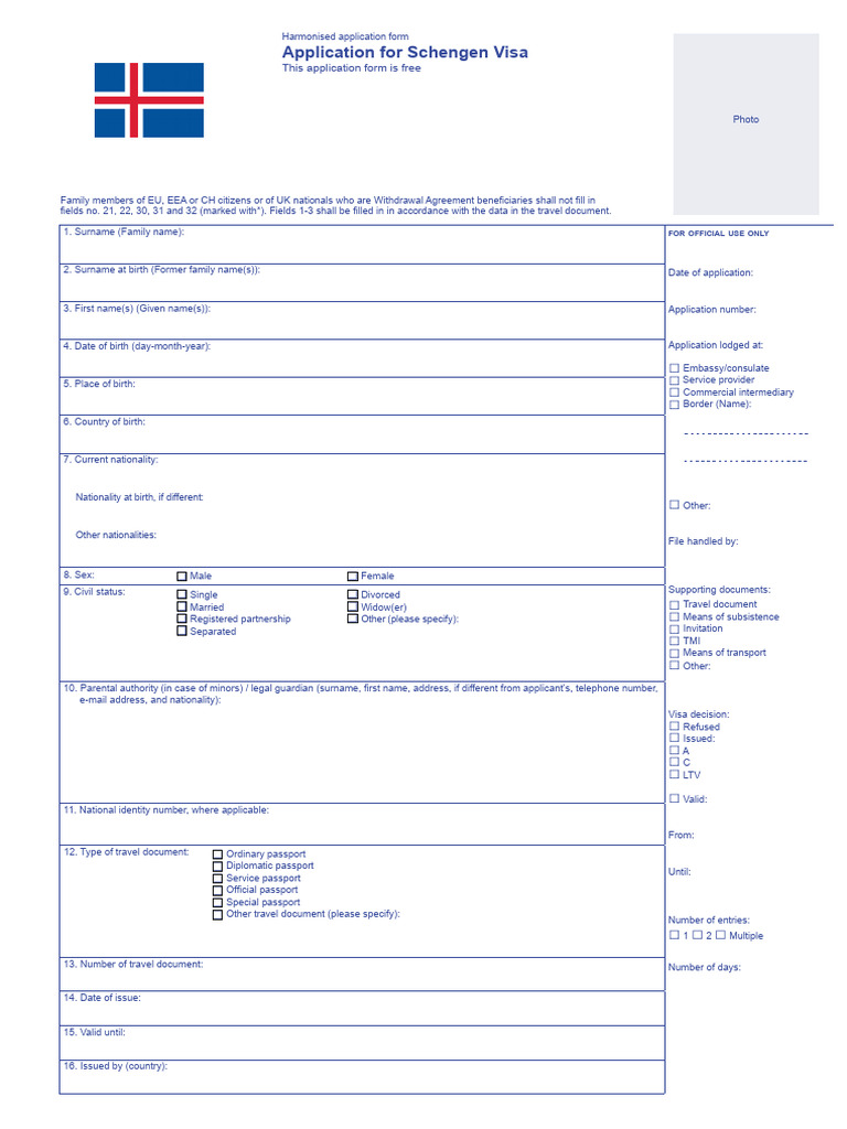 Schengen Visa Form Is en (Final) | PDF | Travel Visa | Passport