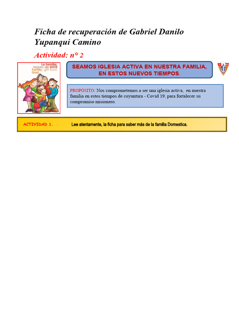 Ficha de Recuperación Gabriel Danilo Yupanqui Camino | PDF | Bienaventuranzas | Lectio Divina