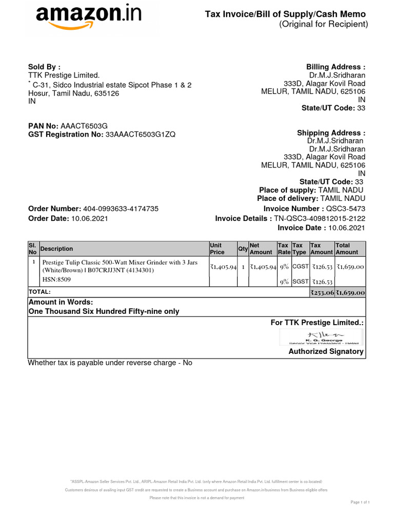 Prestige Mixer Invoice | PDF | Invoice | Economies