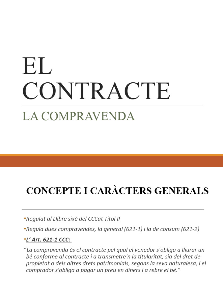 El Contracte. La Compravenda | PDF