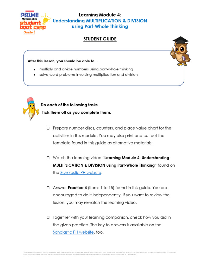 PMSBCModule4 - MULTIPLICATION & DIVISION - G5 Student Guide & Practice ...