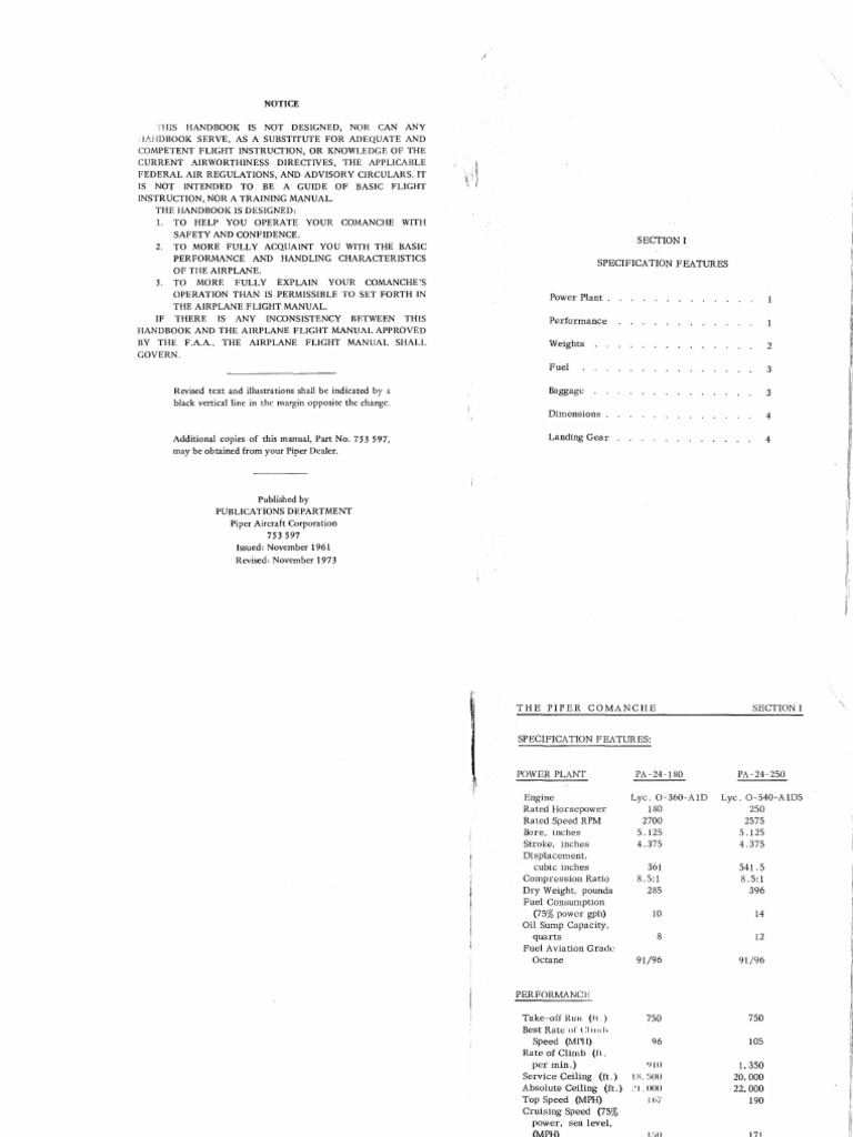 Comanche POH | PDF | Aircraft | Aerospace