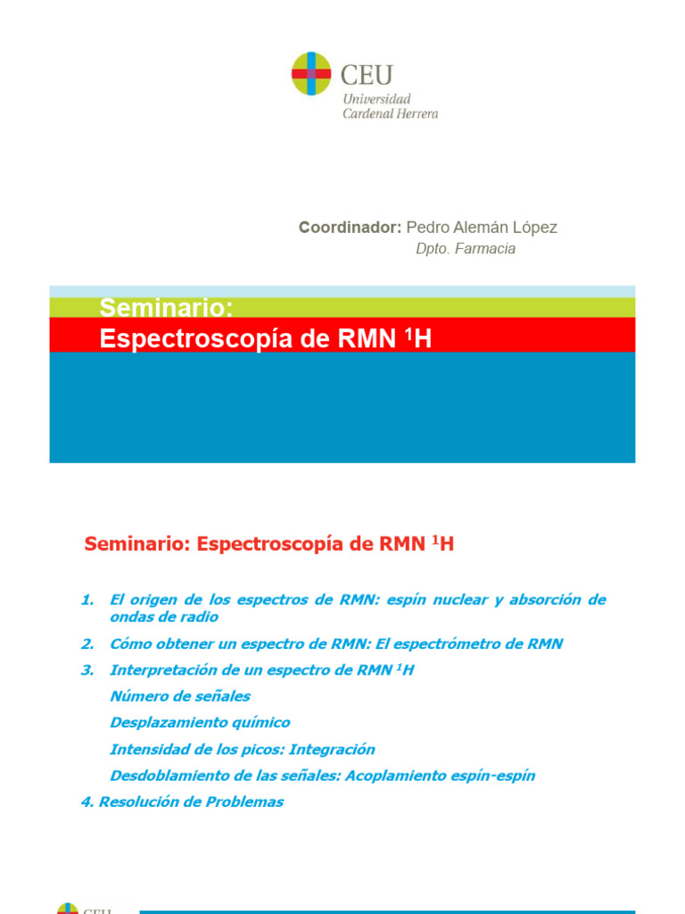 01 Teoria RMN-1H | PDF | Resonancia magnética nuclear | Espectroscopia