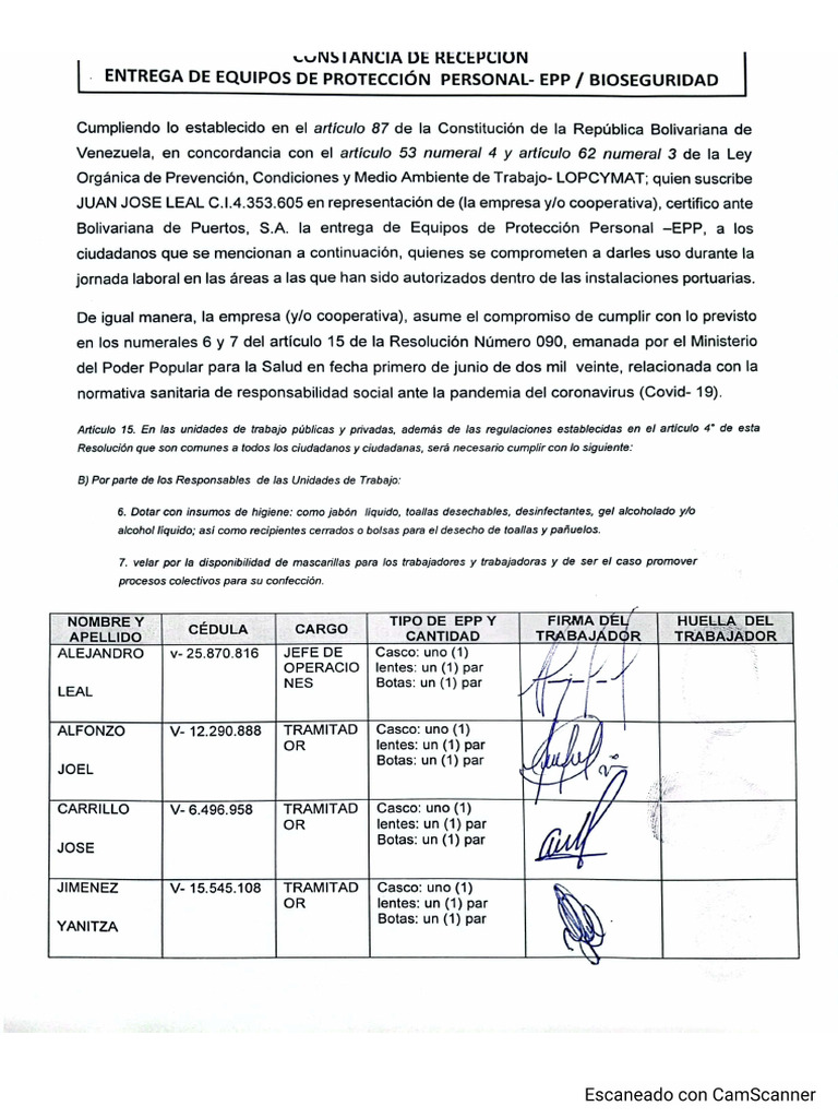 CONSOLIDADO DE ENTREGA DE EPP (1) | PDF