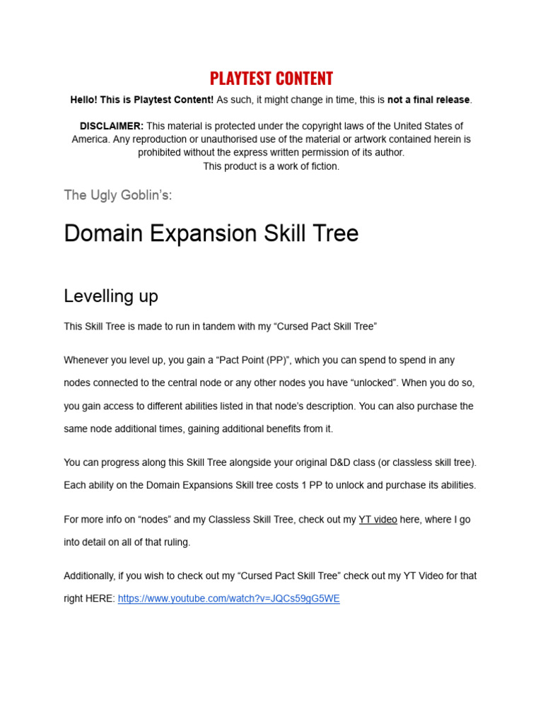 Domain Expansion Skill Tree | PDF | License | Copyright